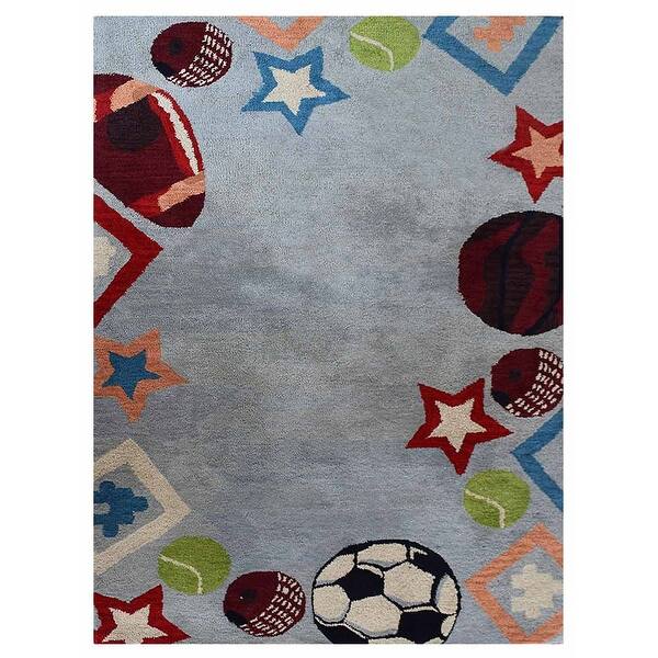Hand Tufted Wool Area Rug Kids Light Blue K03010 - Bed Bath & Beyond ...