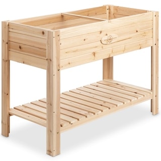 Cedar Raised Planter Box with Legs - Elevated Wood Raised Garden Bed ...