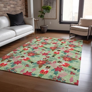 Machine Washable Indoor/ Outdoor Christmas Nutcracker Chantille Rug ...