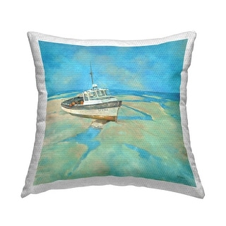 Stupell Low Tide Watercraft Boat Beach Printed Outdoor Throw Pillow ...