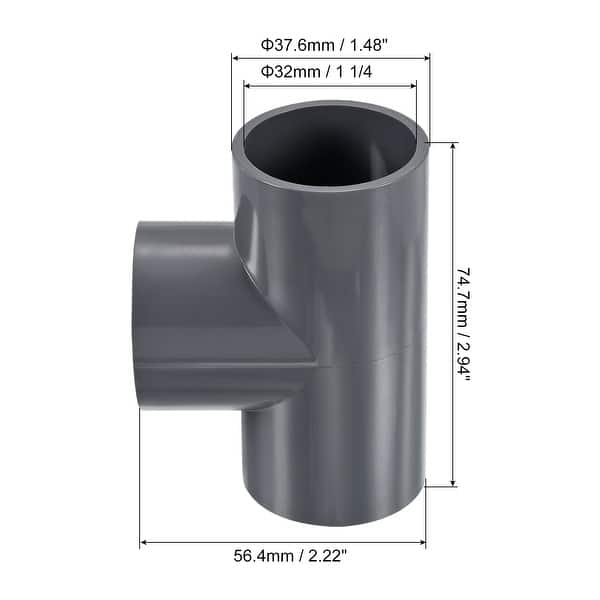 1 1/4" 3 Way Tee Pipe Fittings UPVC, 3 Pack Joint Coupling Pipe Adapter ...