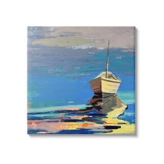Stupell Cozy Fishing Boat Impressionist Sunset Painting Canvas Wall Art ...