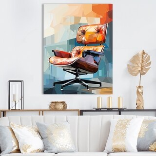 Designart "Orange Teal Mid Century Eames Elegance" Mid-century Canvas ...