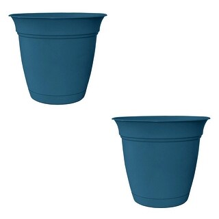 HC Companies 6 Inch Eclipse Planter with Attached Saucer, Peacock Blue ...