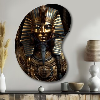 Designart - Egypt Golden Pharaoh - Egypt Wall Clocks in Boomerang Shape ...