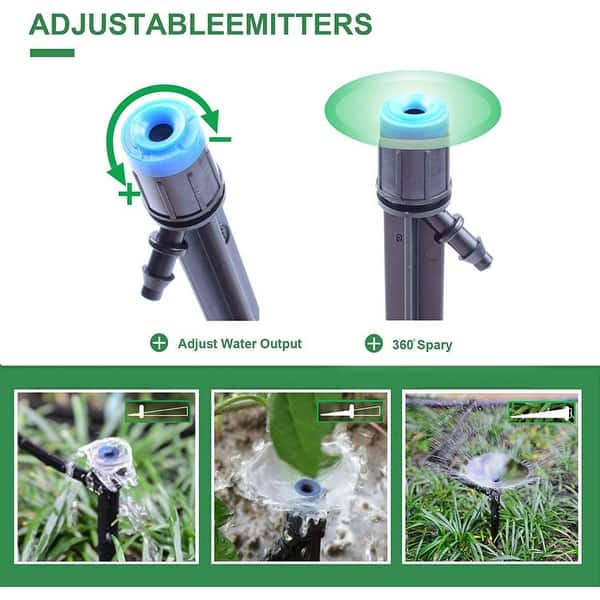 50PCS Drip Emitters Fan Shape with Stake Water Flow Adjustable for 1/4 ...