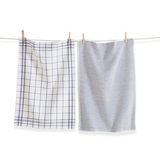 26L"x18W" Classic Blue Cotton Set of 2 Checked and Solid Terry Cloth ...