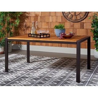 SAFAVIEH Outdoor Guthrie Solid Wood Rectangle Dining Table - 59Wx35Dx30H - Bed Bath & Beyond ...