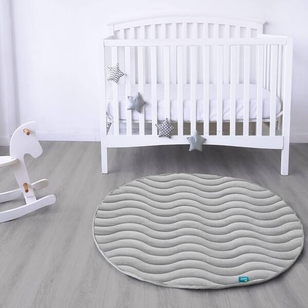 Biloban Muslin Foam Play Mats, Wave Quilted - Round 47'' x 47'' - Grey ...