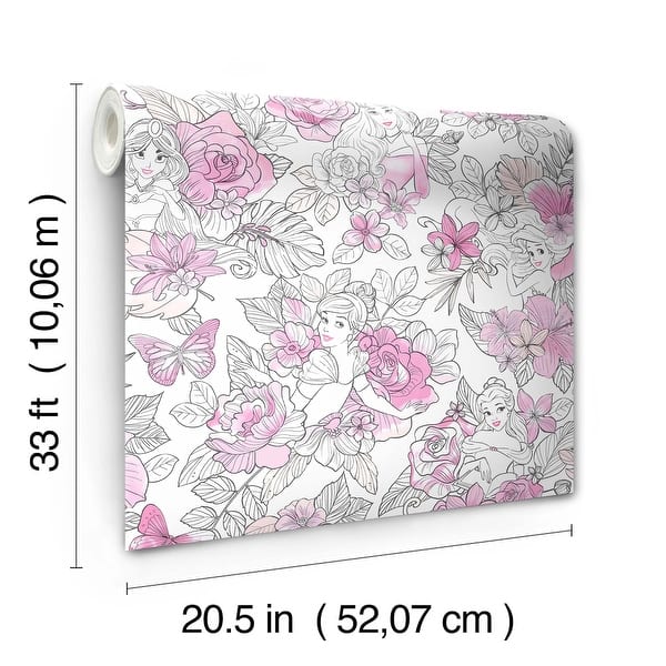 Disney Princess Royal Floral Magenta Wallpaper - Bed Bath & Beyond ...