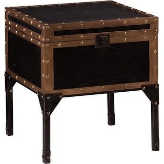 Vintage-Inspired Travel Storage Trunk End Table with Antique Black ...
