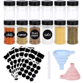 12-Piece Plastic Spice Jar Set with Shaker Lids, Funnel & Labels for ...