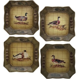 Ceramic 4-Piece Hand-painted Duck Plate Set, Brown - Bed Bath & Beyond ...