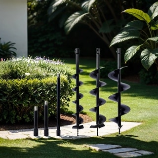 6 Piece Steel Hole Digger Replacement Auger Bits,4"+6"+8"+EXTENSION ROD ...