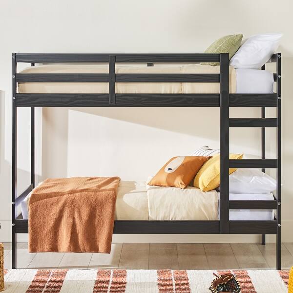 Middlebrook Designs Simple Solid Wood Twin Over Twin Bunk Bed - Bed ...