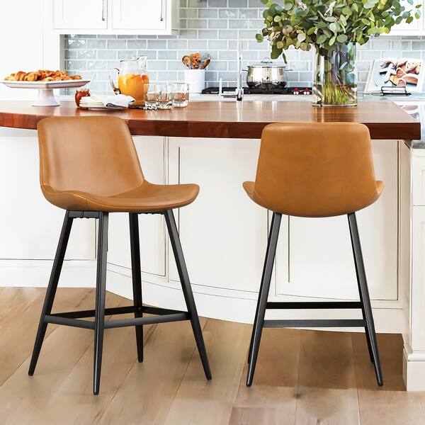Lue Bona Metal Frame Bar Stools Counter Height Stools With Faux Leather