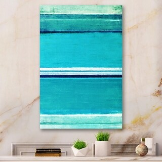 Designart "Turquoise Meets Teal Stain Lines" Modern Canvas artwork ...