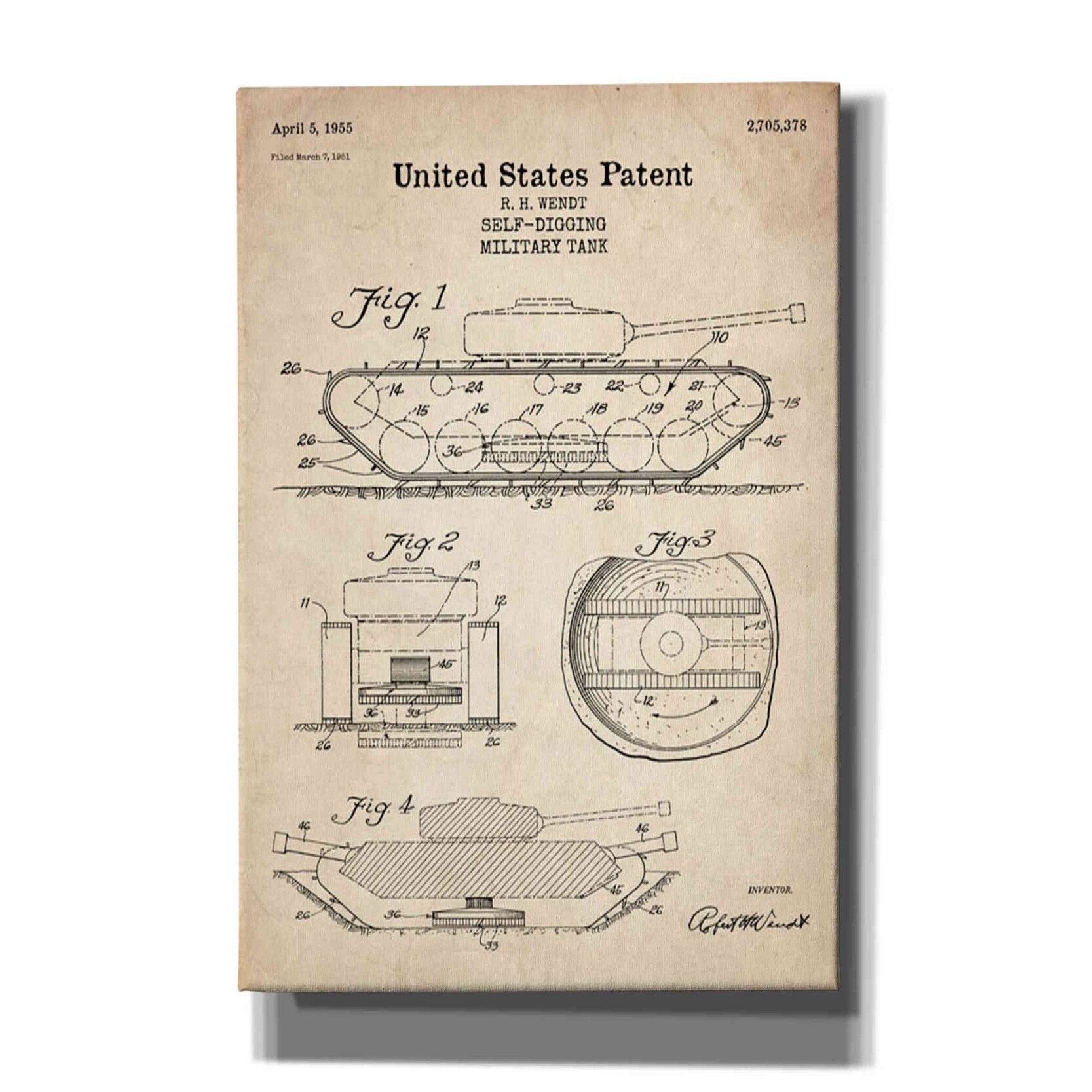 Epic Graffiti 'Sewing Machine Blueprint Patent Parchment' Canvas Wall ...