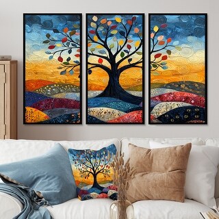 Orange Folklore Branches Tree Of Life II - Tree of Life Canvas Wall Art ...