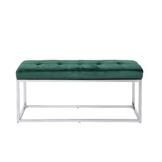 Green Emerald Entrance Velvet Bench with Chrome Legs - Bed Bath ...