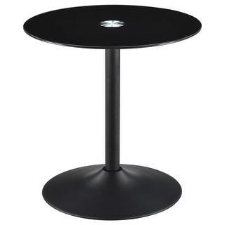 Ganso Round Metal End Table With Tempered Glass Top Black - On Sale ...
