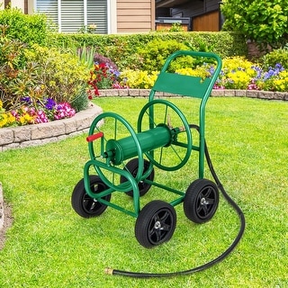 Outdoor Water Hose Cart Garden Hose Reel Cart with 4 Rubber Wheels ...