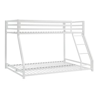Ovi 78 Inch Twin over Full Bunk Bed, Ladder, Ground Level Bed, White ...