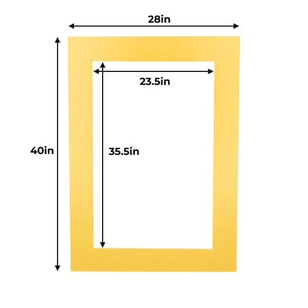 24x36 Mat for 28x40 Frame - Precut Mat Board Acid-Free Metallic Gold ...
