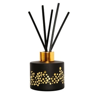 Black Bottle Reed Diffuser with Gold Spotted Design, English Pear ...