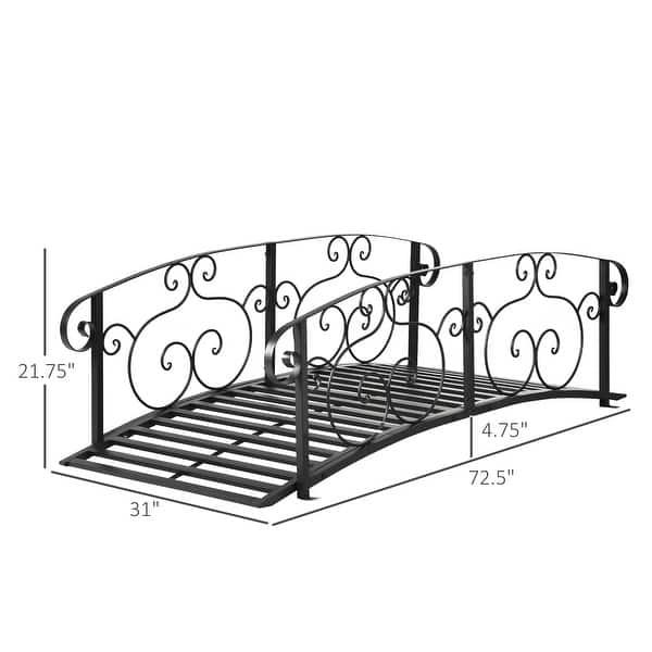 Outsunny 6FT Classic Garden Bridge with Safety Railings Steel Arc ...