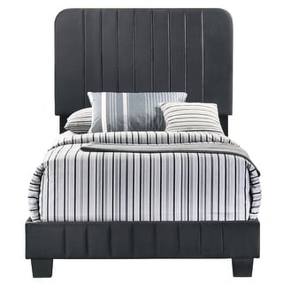 Velvet Upholstered Channel Tufted Twin Panel Bed - 81" - Black - Bed ...