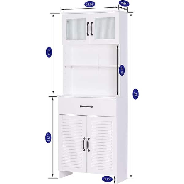 Spirich Freestanding Cabinet with Top Bottom Enclosed Cabinet Space ...