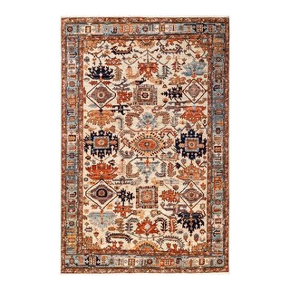 Overton Hand Knotted Wool Vintage Inspired Traditional Serapi Ivory ...