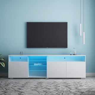 Modern 90" TV Stand with High Gloss Fronts and LED Lights, TV Consoles ...