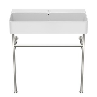 35-Inch Bathroom Console Sink with Overflow, Ceramic Basin, Polished ...