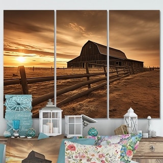 Designart "Barn Scenery At Dusk II" Farmhouse Canvas Prints Set - Bed ...