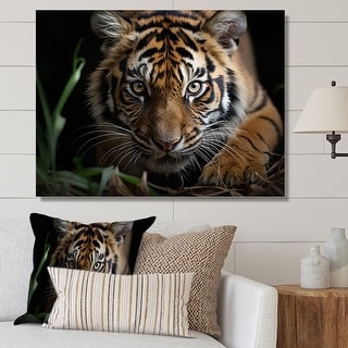Designart "Brown Tiger Portrait" Animals Canvas Wall Art - Bed Bath ...