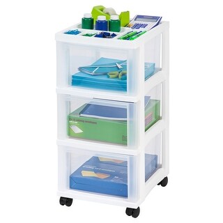 Medium 3-Drawer Cart with Organizer Top, White - Bed Bath & Beyond ...