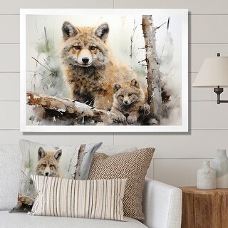 Designart "Wolf Family Wilderness Necessities " Minimalism Framed Wall ...