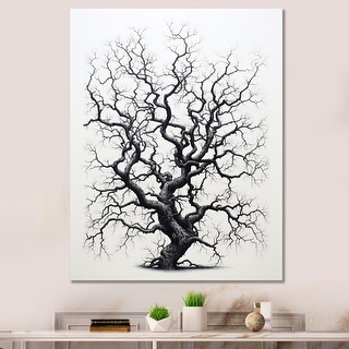 Designart "Grey Monochromatic Tree Serenade I" Tree Monochrome Canvas ...