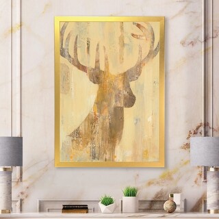 Designart "Golden Deer I" Modern Farmhouse Framed Art Print - Bed Bath ...