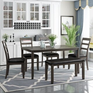 6-piece Kitchen Simple MDF Panel Wooden Dining Table and Chair with ...