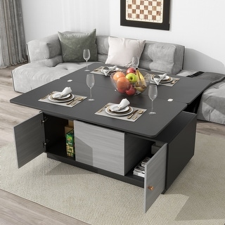 Double Lift-top Coffee Table Extendable End Table with Storage - Bed ...