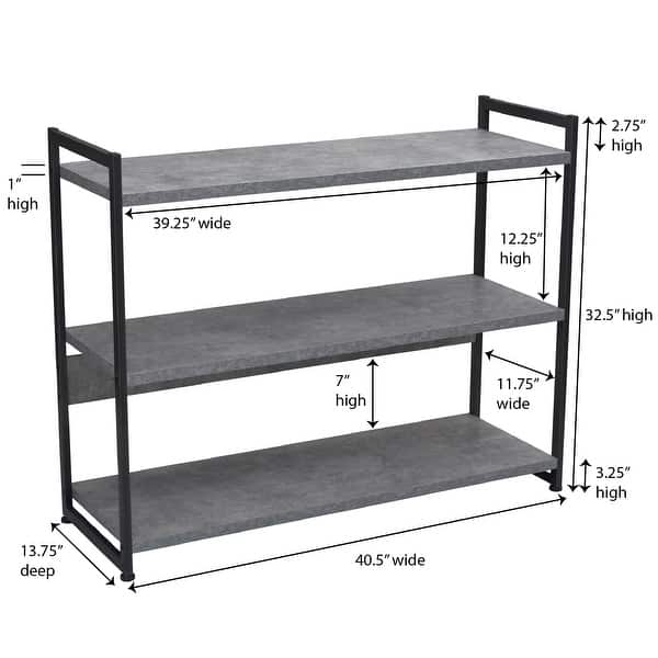 Household Essentials 3-Tier Wide Modular Shelf, Slate Gray - Bed Bath ...