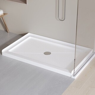 DeerValley 48" Rectangle Shower Base White Acrylic with Single ...