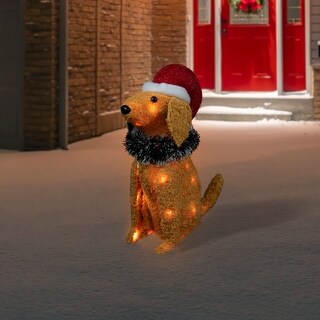 3D Lighted Sitting Dog Outdoor Christmas Decoration - 18" - Clear ...