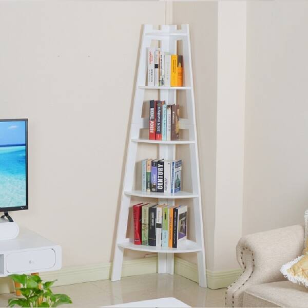 A wooden vertical triangle bookcase that does not take up space to ...