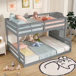 Gymax Twin Over Full Low Bunk Bed w/ Storage Stairs Full-length - Bed ...