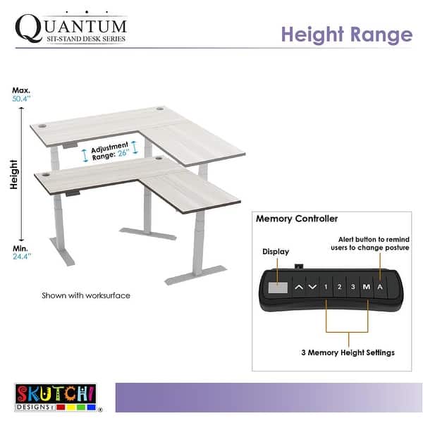 Quantum L-Shaped Electric Sit-Stand Desk Corner Height Adjustable Desk ...