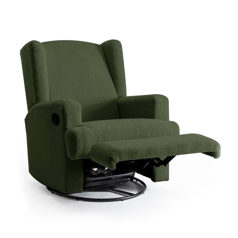 31'' W Wingback Manual Glider Swivel Rocker Recliner Nursery Chair - On ...